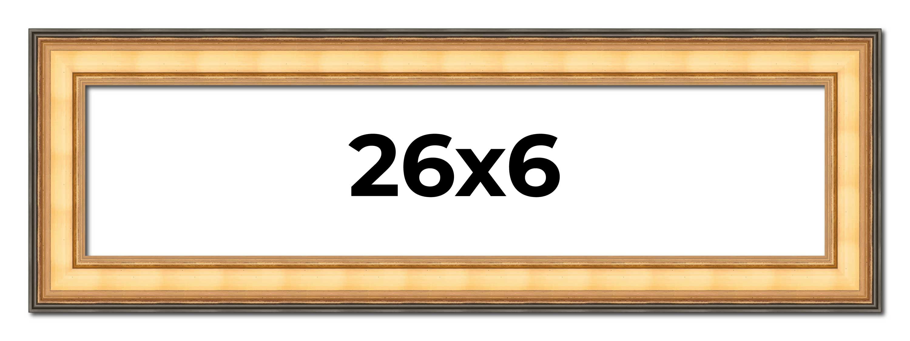 26x6 Frame Gold Plein Aire Solid Wood Picture Frame Width 2 Inches ...