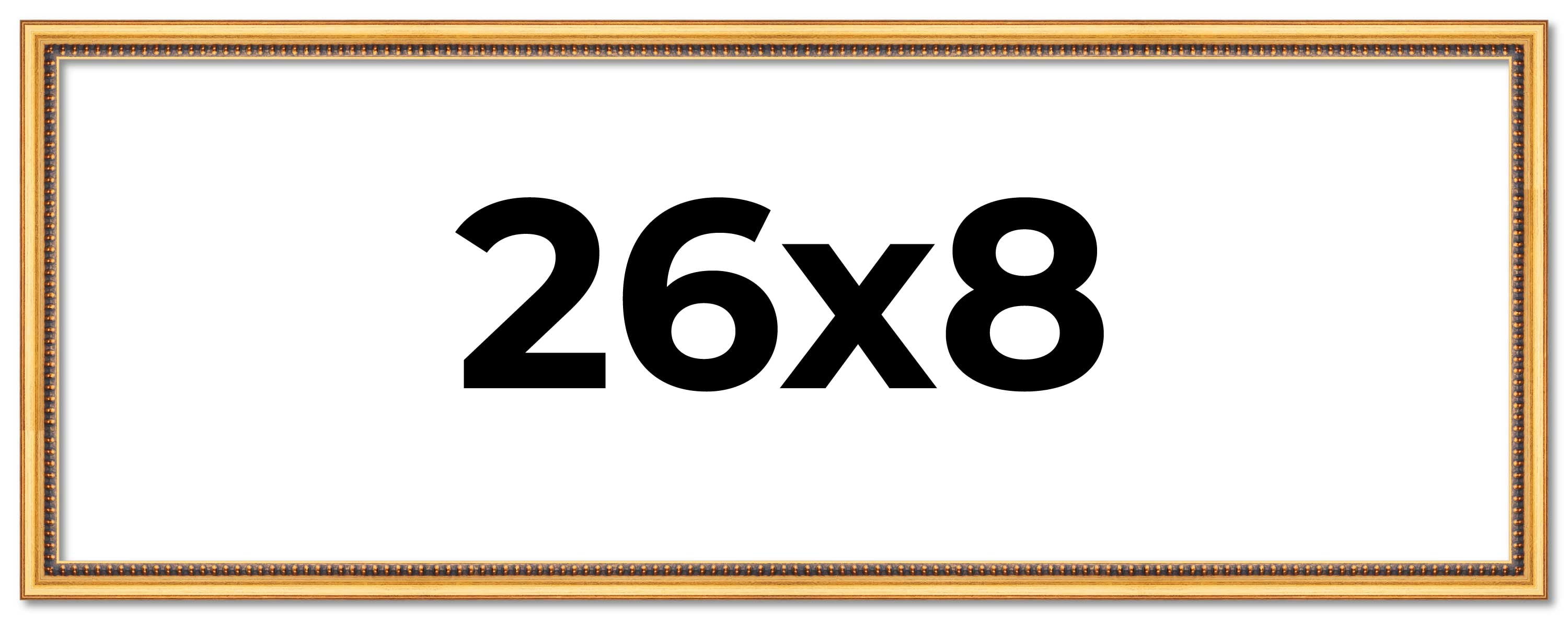 26x8 Frame Beaded Gold Solid Wood Picture Frame | 0.75 Inches Moulding ...
