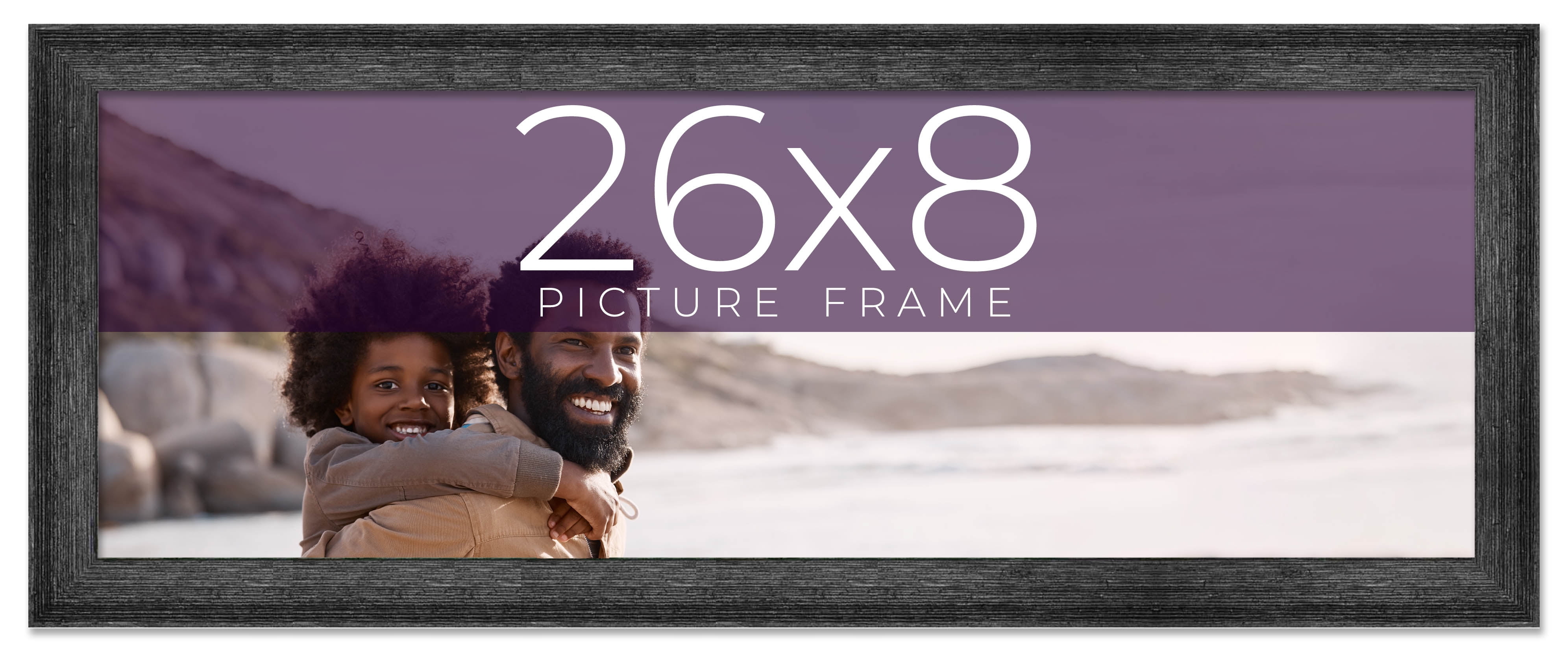 26x8 Frame Black Real Wood Picture Frame Width 1.5 inches | Interior ...