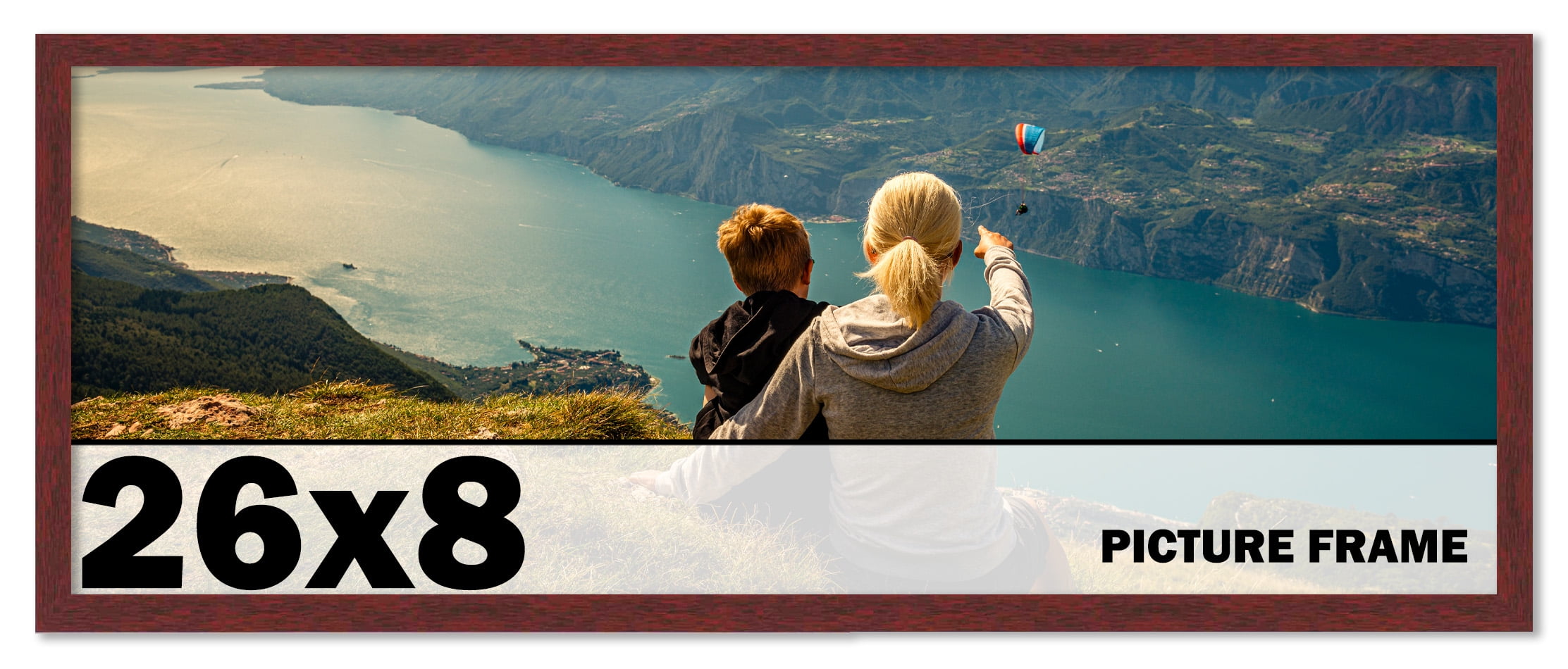 26x8 Frame Brown Mahogany Picture Frame - Solid Wood Frame Kit Includes ...
