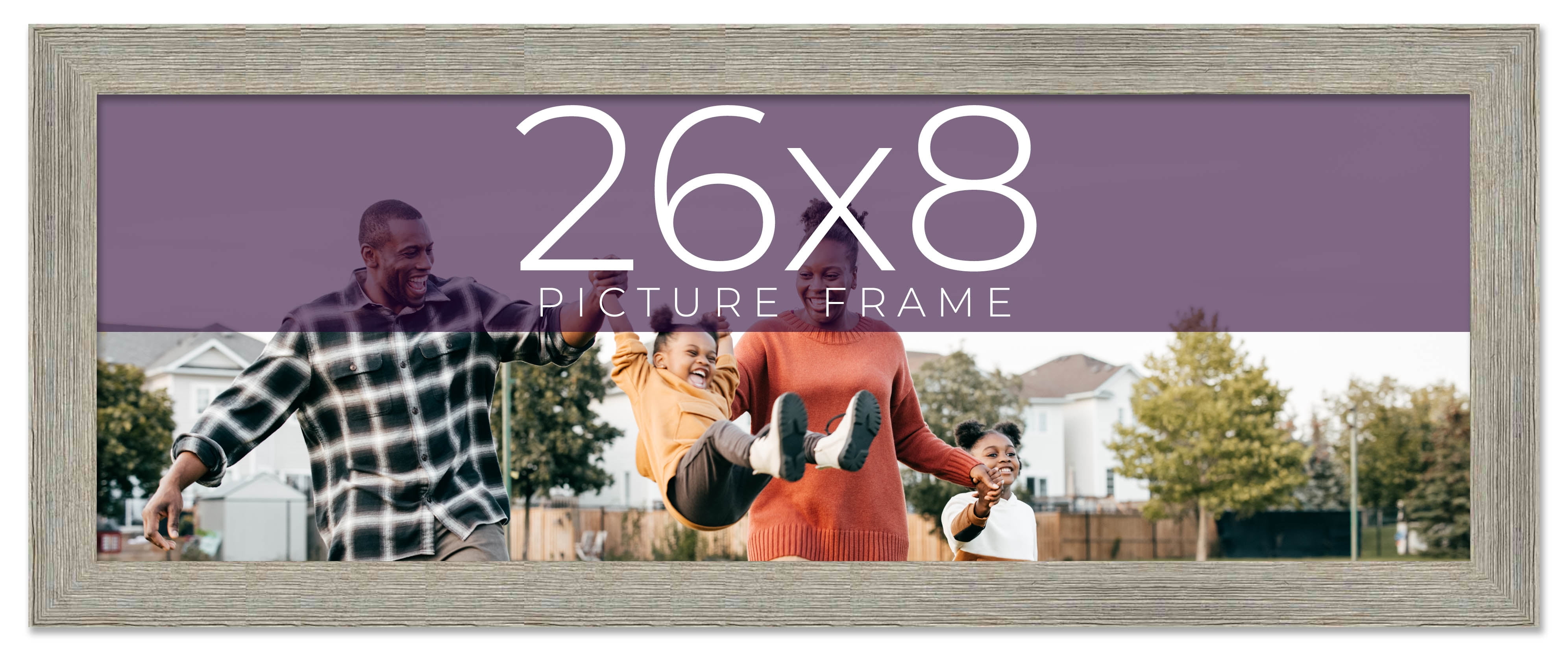 26x8 Frame Grey Real Wood Picture Frame Width 1.5 Inches | Interior ...