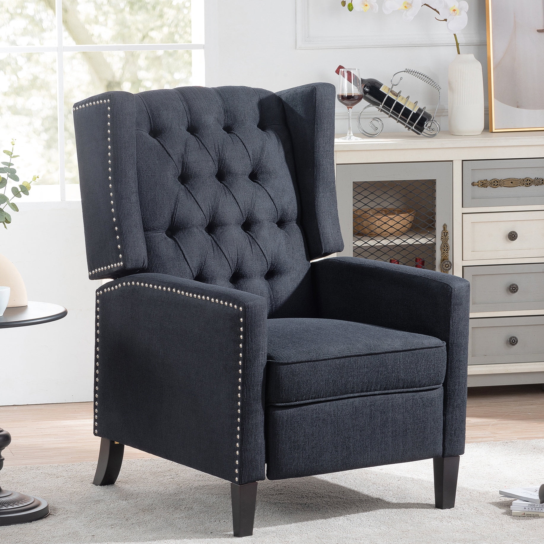 27.16" Wide Manual Wing Chair Recliner | High Color Fastness Fabric ...