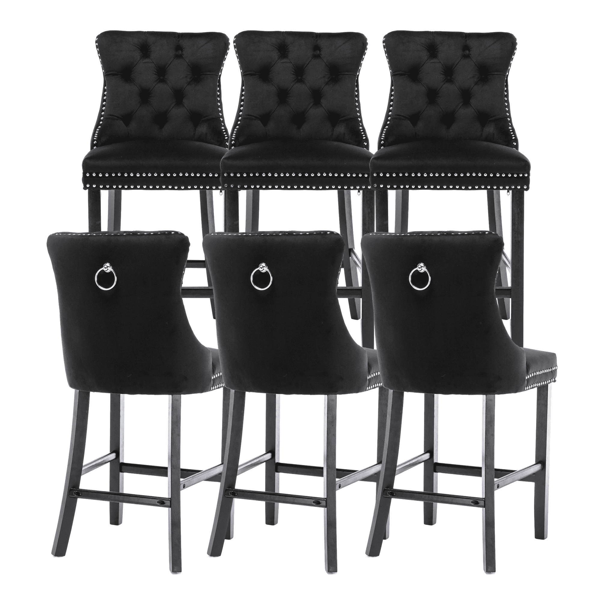 27.2 Inch Counter Height Bar Stools with Tufted Velvet Modern ...