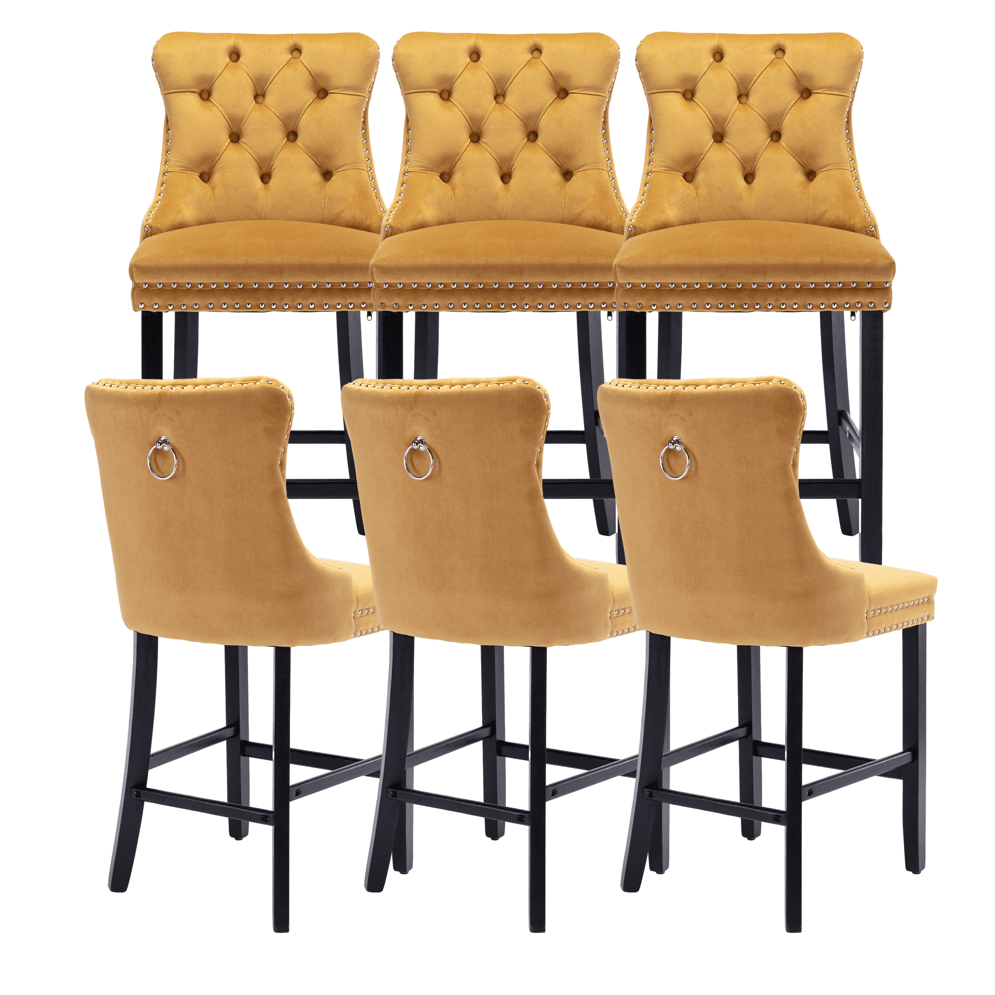 27.2 Inch Counter Height Bar Stools with Tufted Velvet Modern ...
