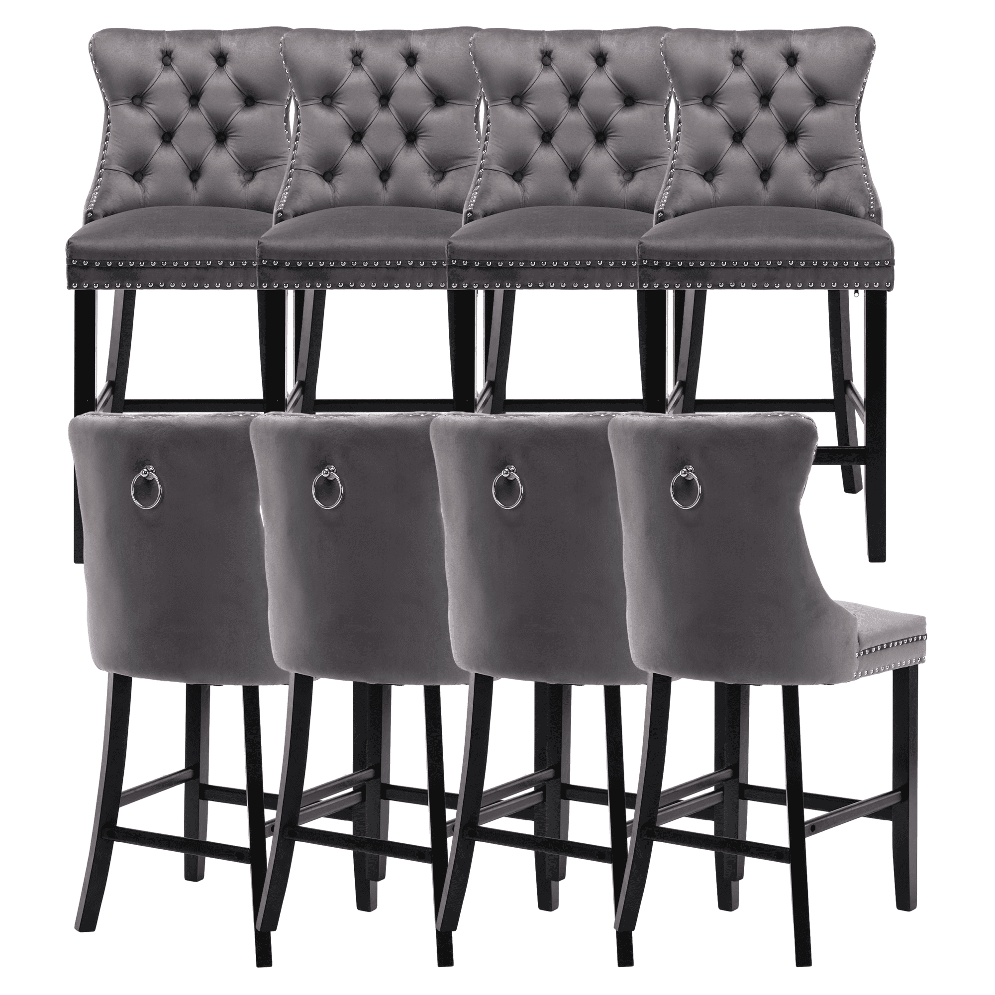 27.2 Inch Counter Height Bar Stools with Tufted Velvet Modern ...