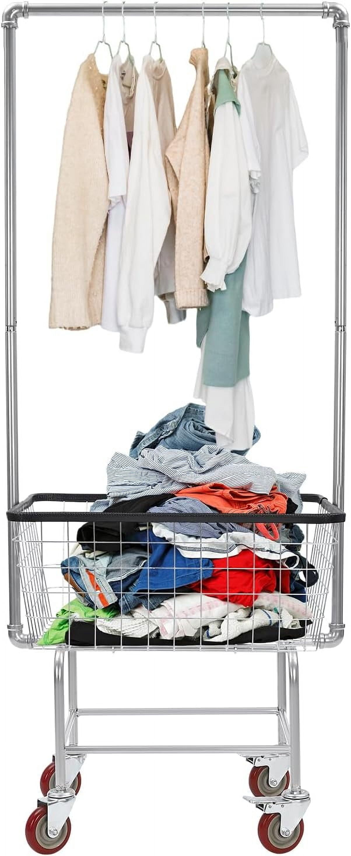 27 * 22 * 67Inch Rolling Laundry Bakset, Heavy Duty Steel Wire Laundry ...