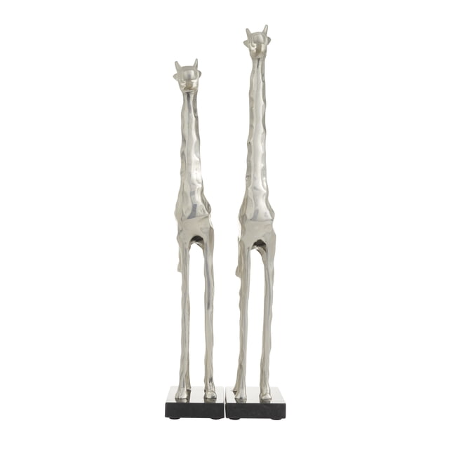27", 24"H Silver Aluminum Giraffe Sculpture, by DecMode (2 Count ...