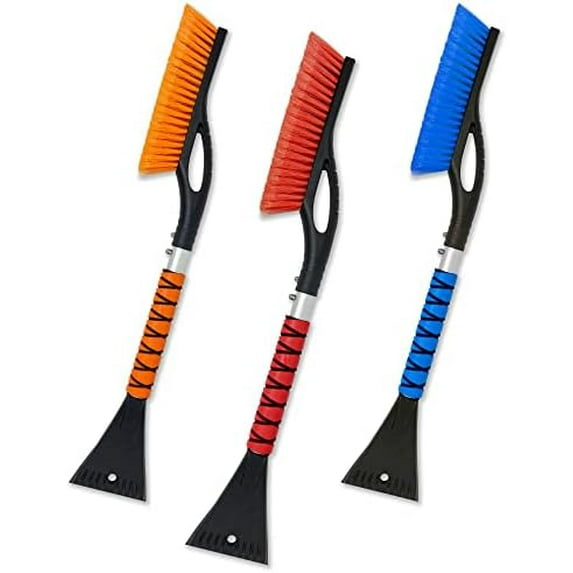 27" Aluminum Car Snow Scraper and Brush (Orange, Red & Blue) | Weaved ...