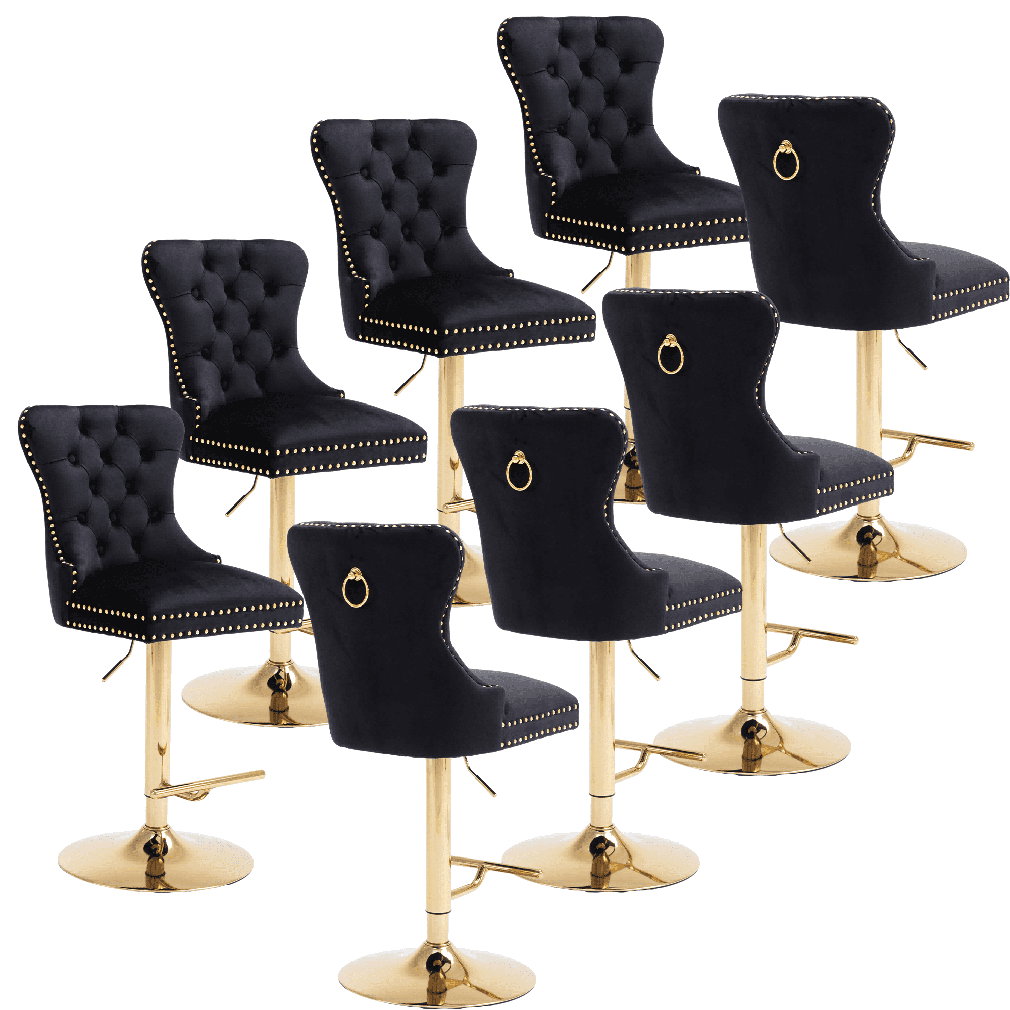 27-36Inch Velvet Bar Stools, Counter Height Adjustable Swivel Barstools ...