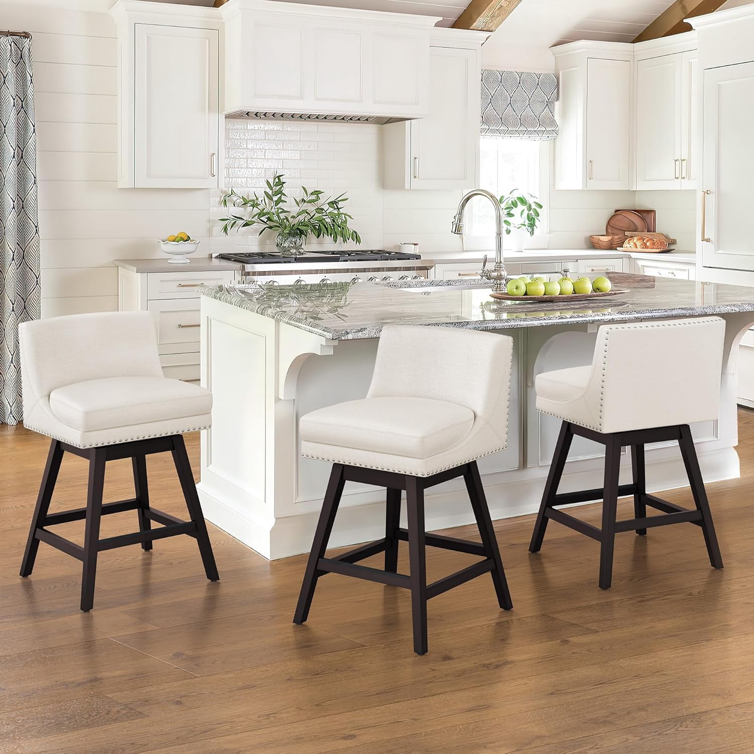 27'' Counter Height Bar Stools Set of 3 Upholstered Bar Stools for ...
