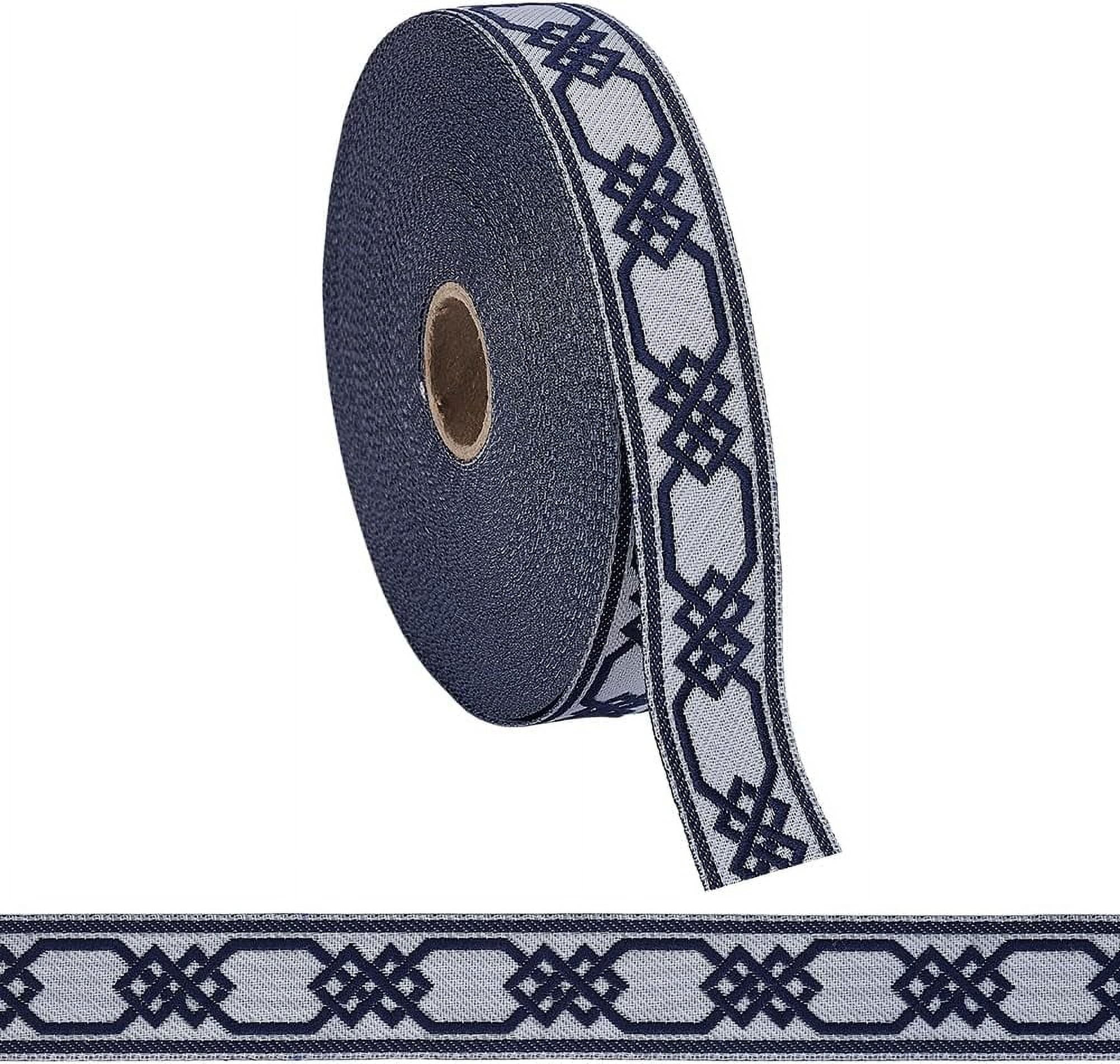 27.3Yards Blue Jacquard Ribbon 1.12inch Wide Classical Rhombus ...