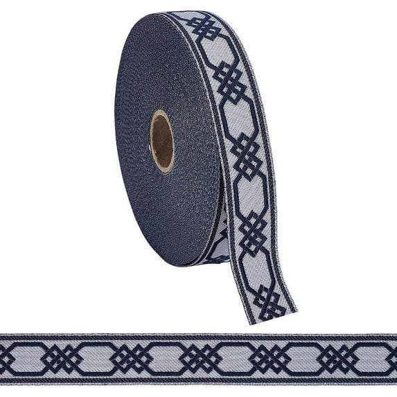27.3Yards Blue Jacquard Ribbon 1.12inch Wide Classical Rhombus ...