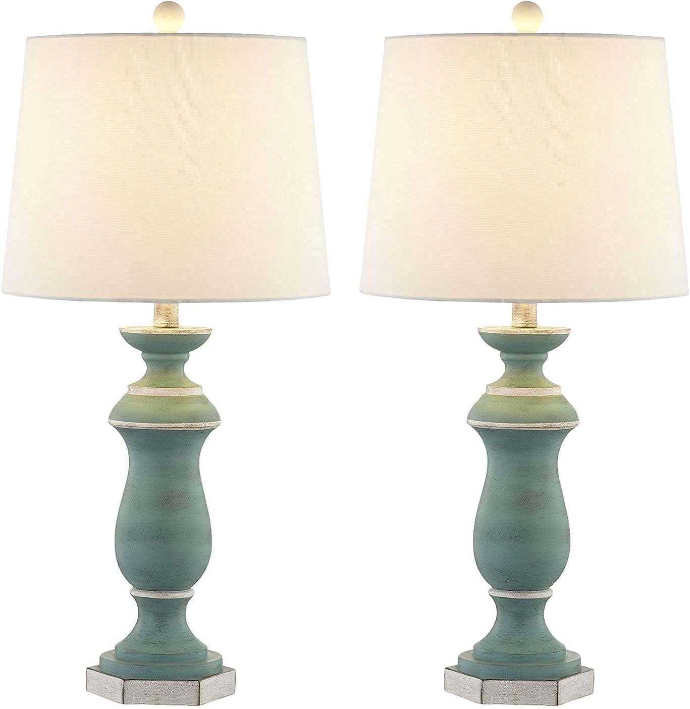 27.5" Farmhouse Buffet Table Lamps Antique Blue Resin Bedside ...
