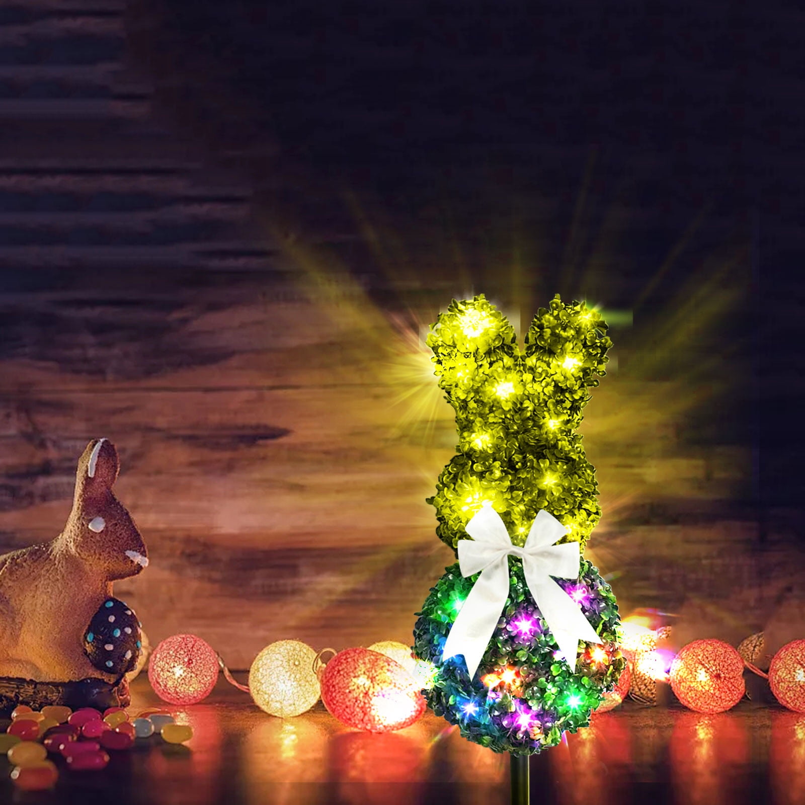 27.5 In Artificial Topiary Bunny Tree for Outdoor with LED lights ...