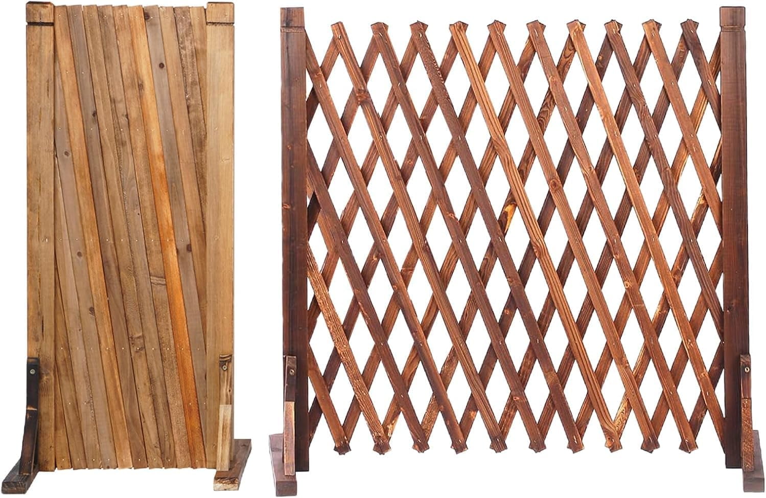 27.5 Expandable Wood Fence - Retractable 2-Pack Privacy Screens with ...