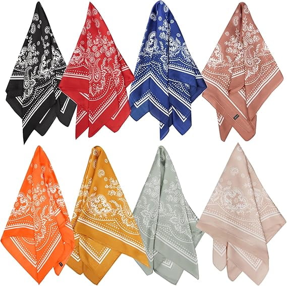 27.5 Inches Silk Head Scarf for Women Men Vintage Bandanas Satin Hair ...