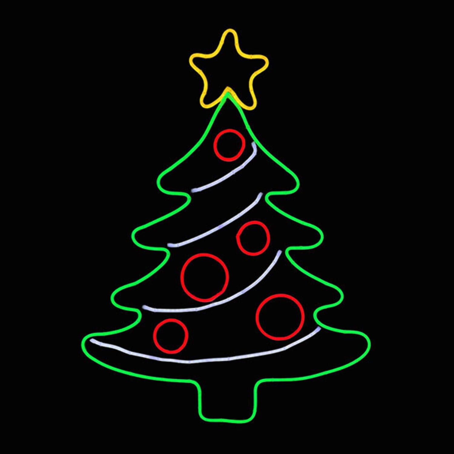 27.5 LED Neon Christmas Tree With Star Decorations Silhouette Motif ...