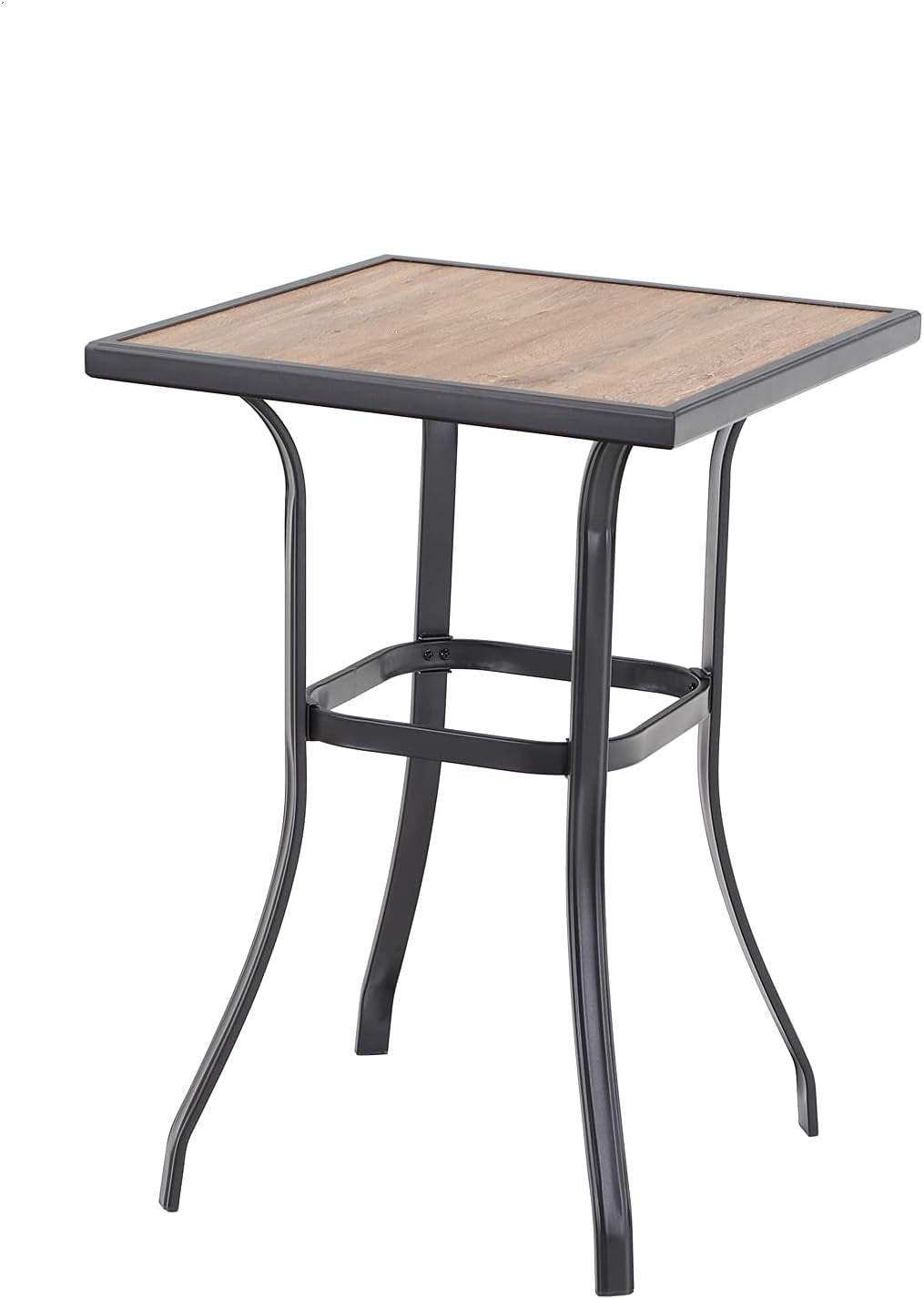 27.5" Outdoor Square Metal Frame Bar Table, S Bar Height Wood Like ...