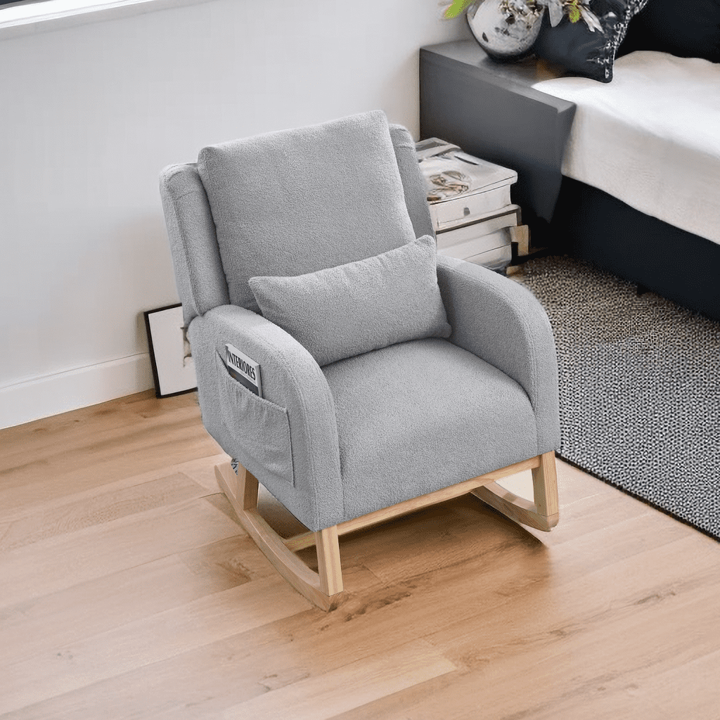 27.5'' W Rocking Chair Nursery, Modern Accent High Back Living Room ...