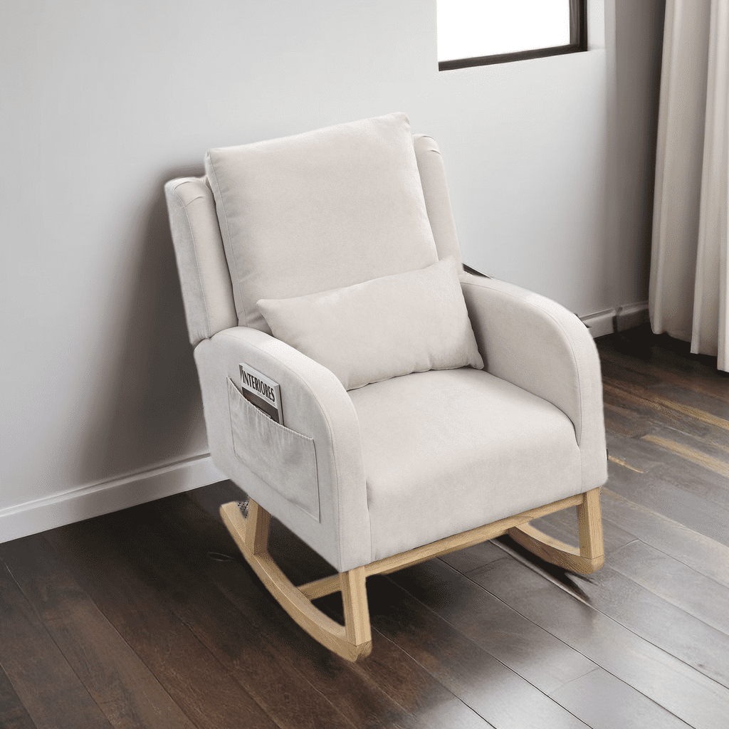 27.5'' W Rocking Chair Nursery, Modern Accent High Back Living Room ...