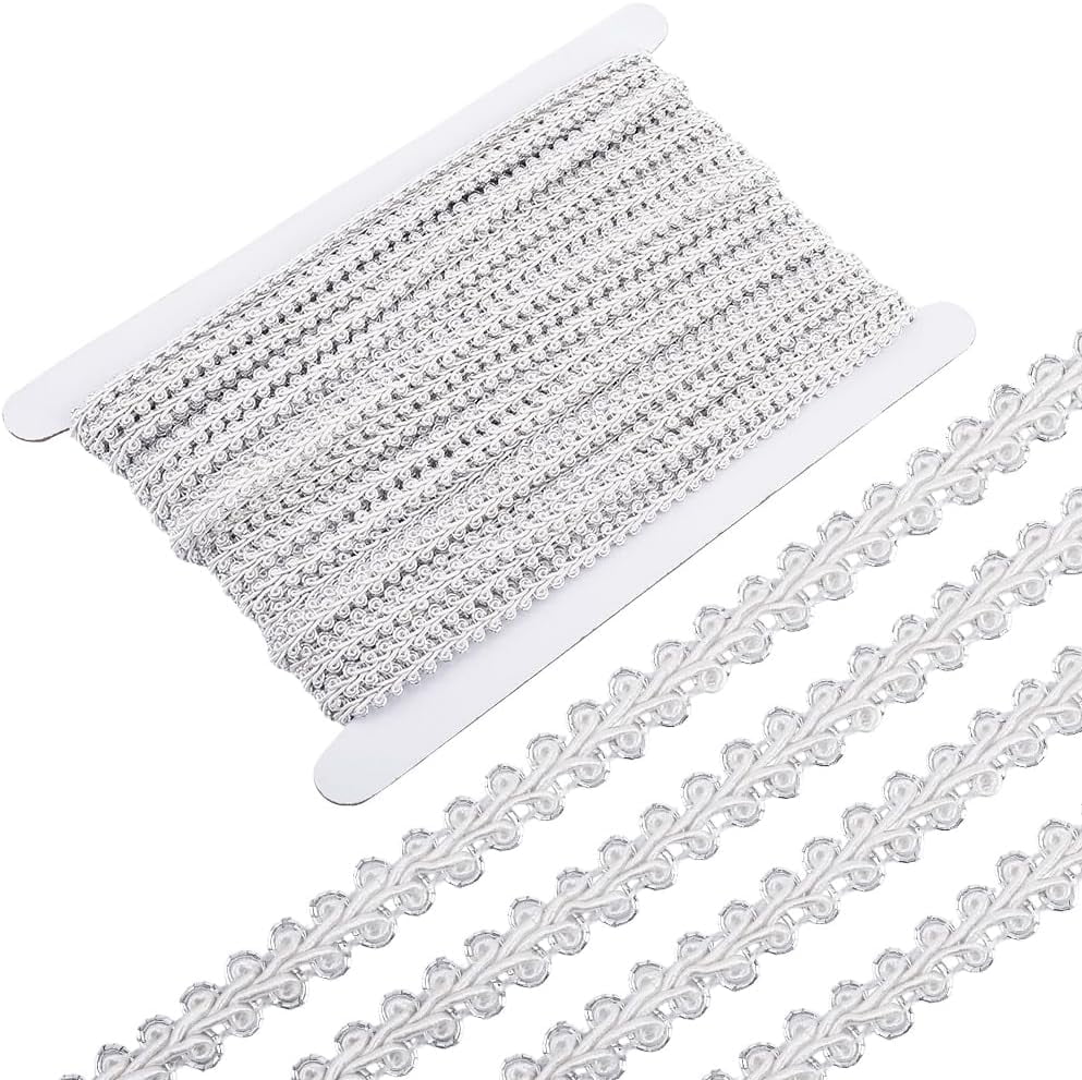 27.5 Yards x 0.28" Silver Metallic Braid Trim Gimp Woven Centipede Trim ...