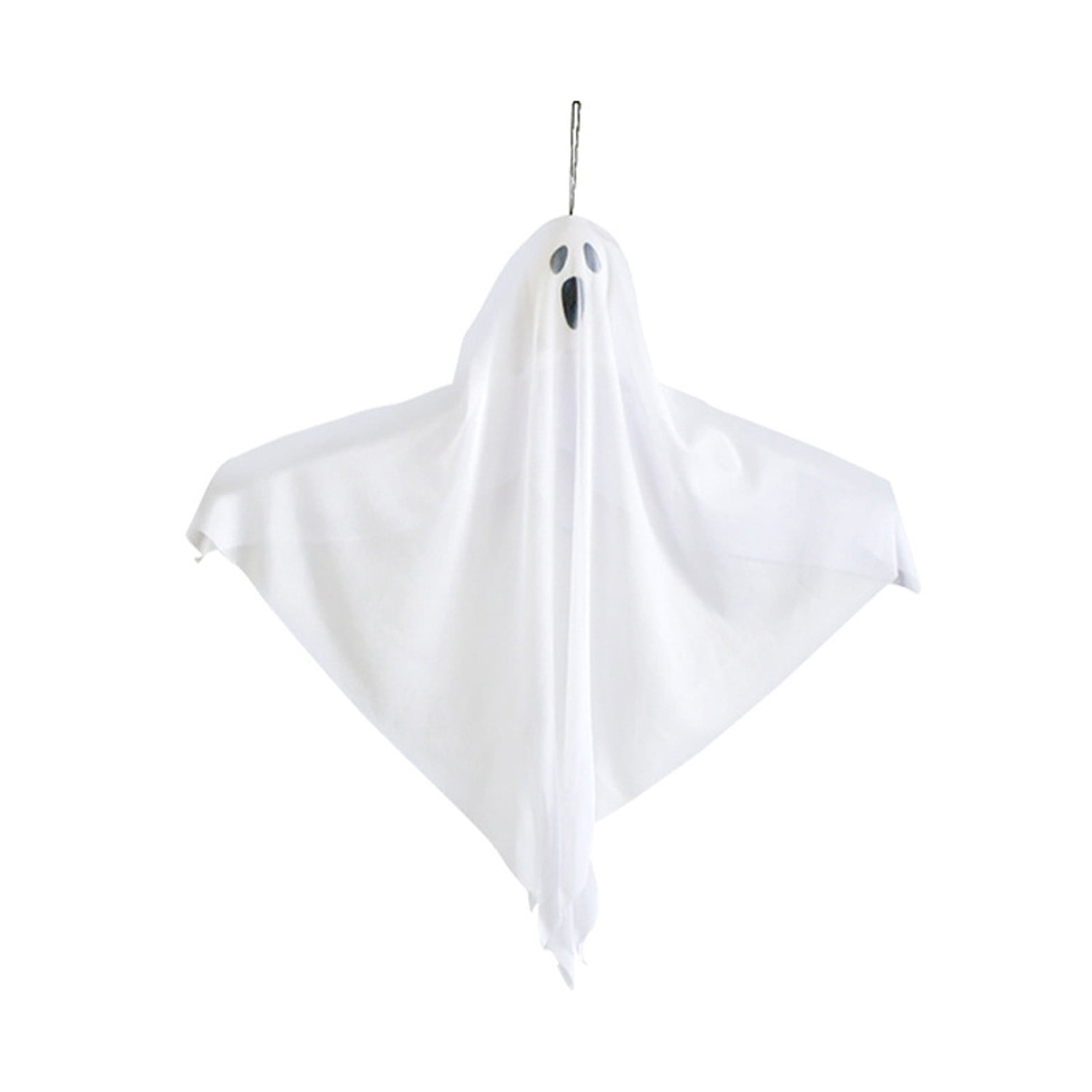 27.5 in., 3 Pcs Halloween Scary Hanging Ghosts — White Glow with Eerie ...