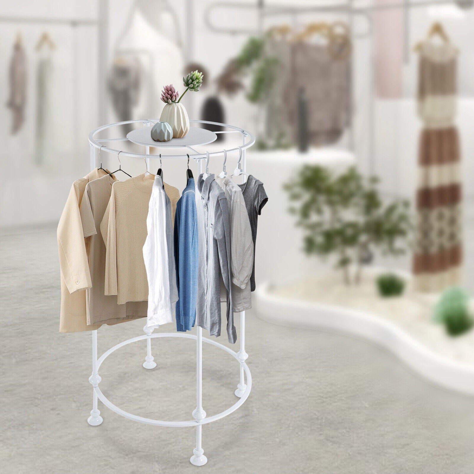27.56*51.18in White Round Multifunctional Freestanding Clothes Store ...
