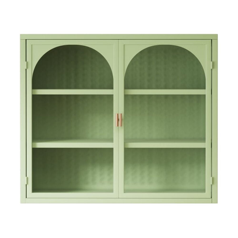 27.56" Modern Wall Cabinet with 2 Glass Doors, Featuring 2 Tier/ 3 Tier ...