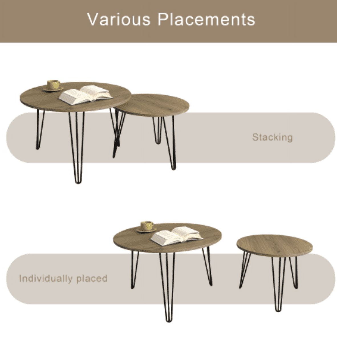 27.56'' Round Nesting Coffee Table Set of 2, Circular Nesting End Table ...