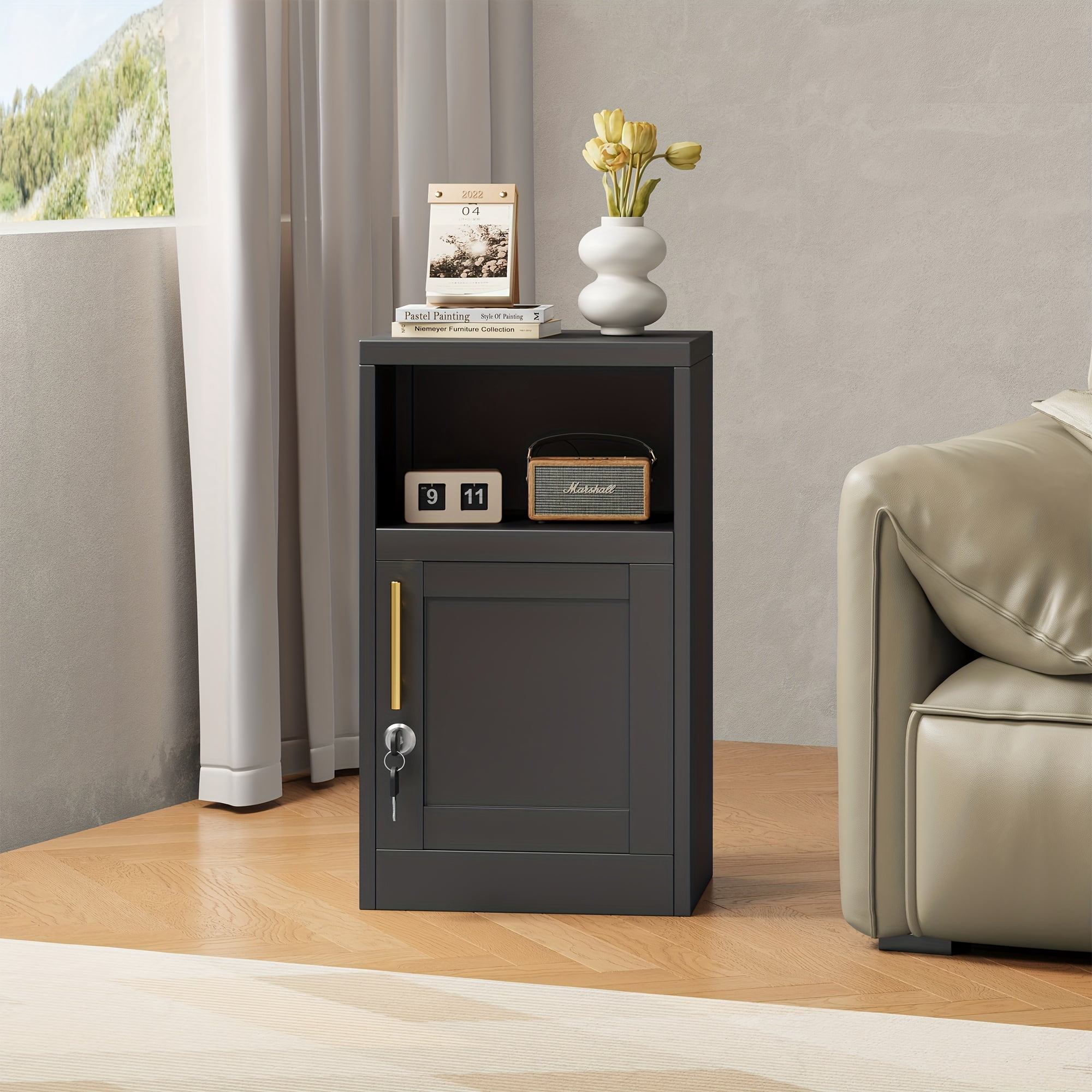 27.56 " Storage Cabinet with Door. Metal Cabinet with Lockable Door And ...