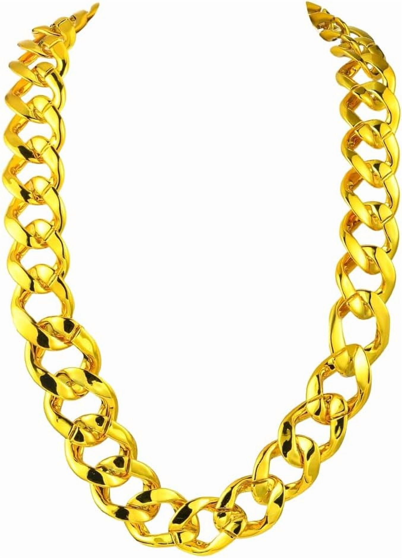 27.56 inch/70cm Gold Chunky Chain Necklace Rapper Cuban Link Chain ...