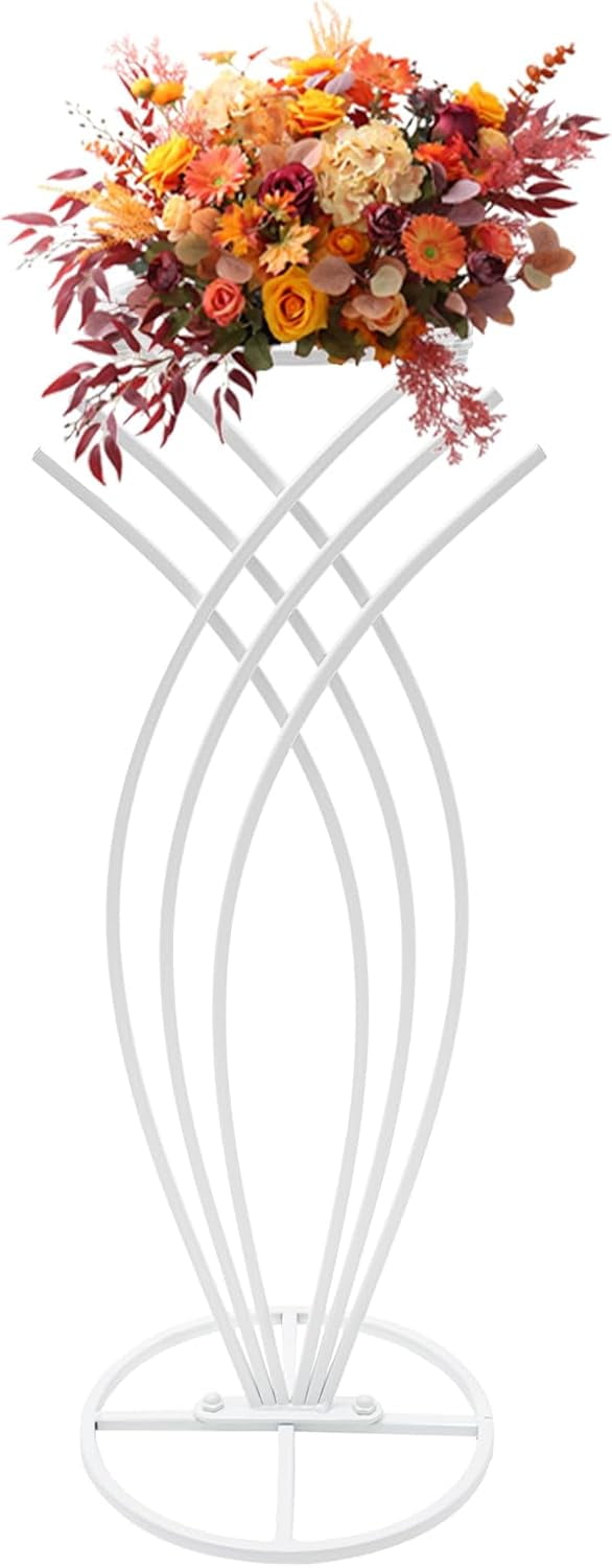 27.56 inch Tall Wedding Flower Stand, Metal Fish-Shaped White Flower ...