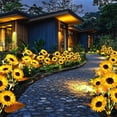 27.56in Solar LED Multi-Head Sunflower Garden Lights with Wind Sway ...