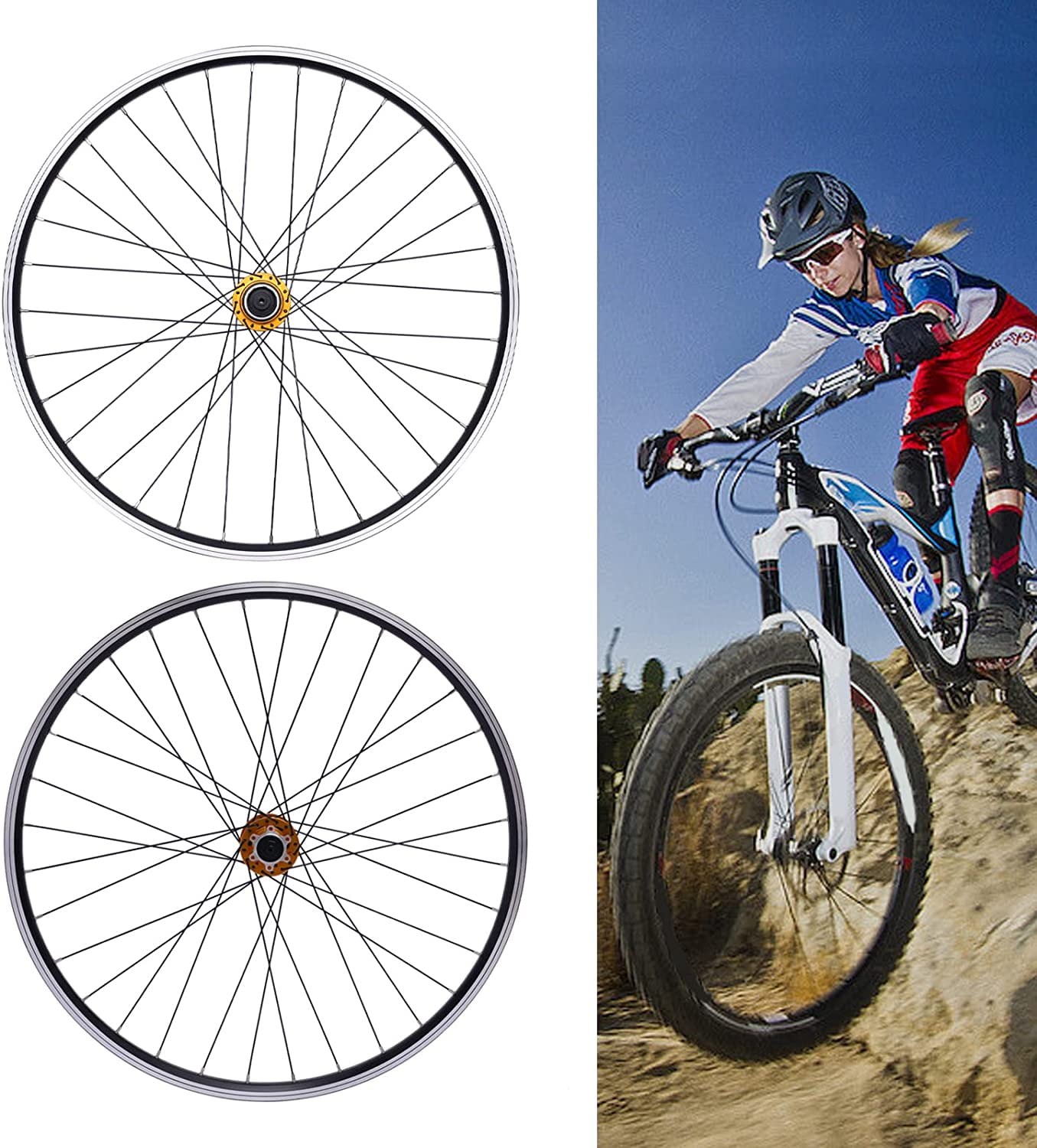 27.5Inch Mountain Bike Wheelset, Aluminum Alloy Dual-Six-Hole Disc ...