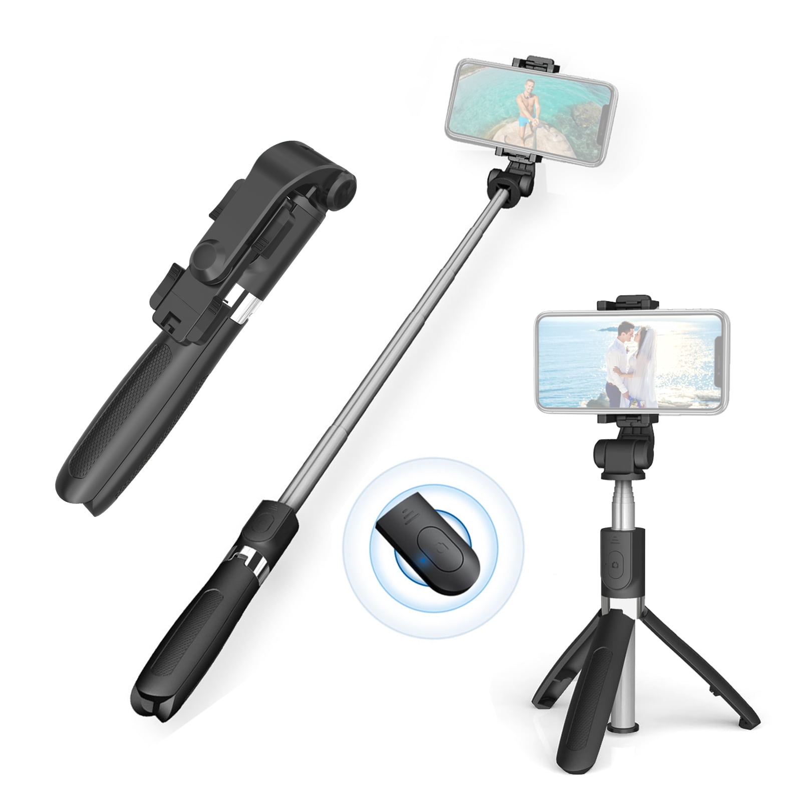 27.5in 3-in-1 Selfie Stick Desktop Tripod Gimbal Stabilizer with 6 ...