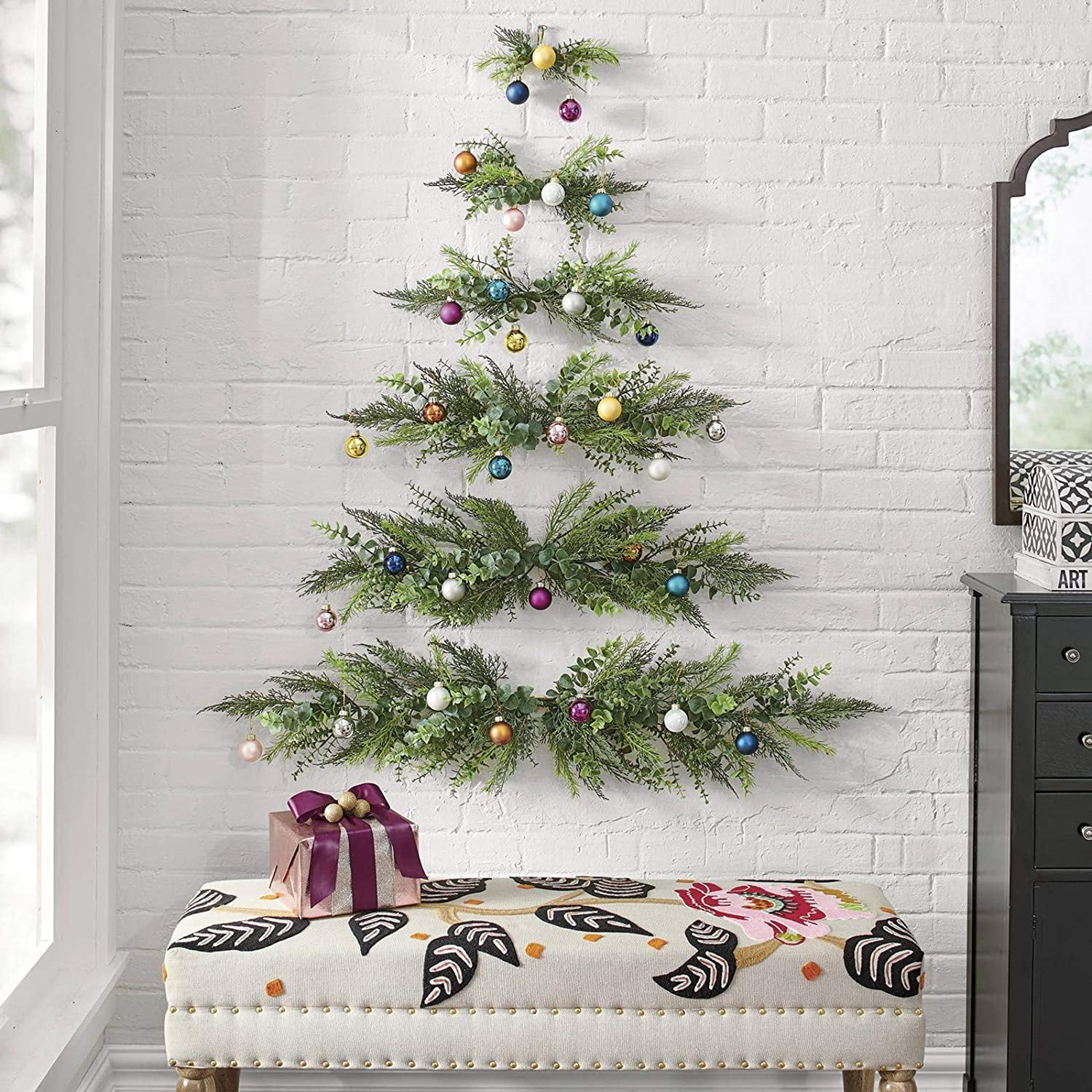 27.5inch Christmas Tree Wall Decor,Handmade Wall Mounted Christmas ...
