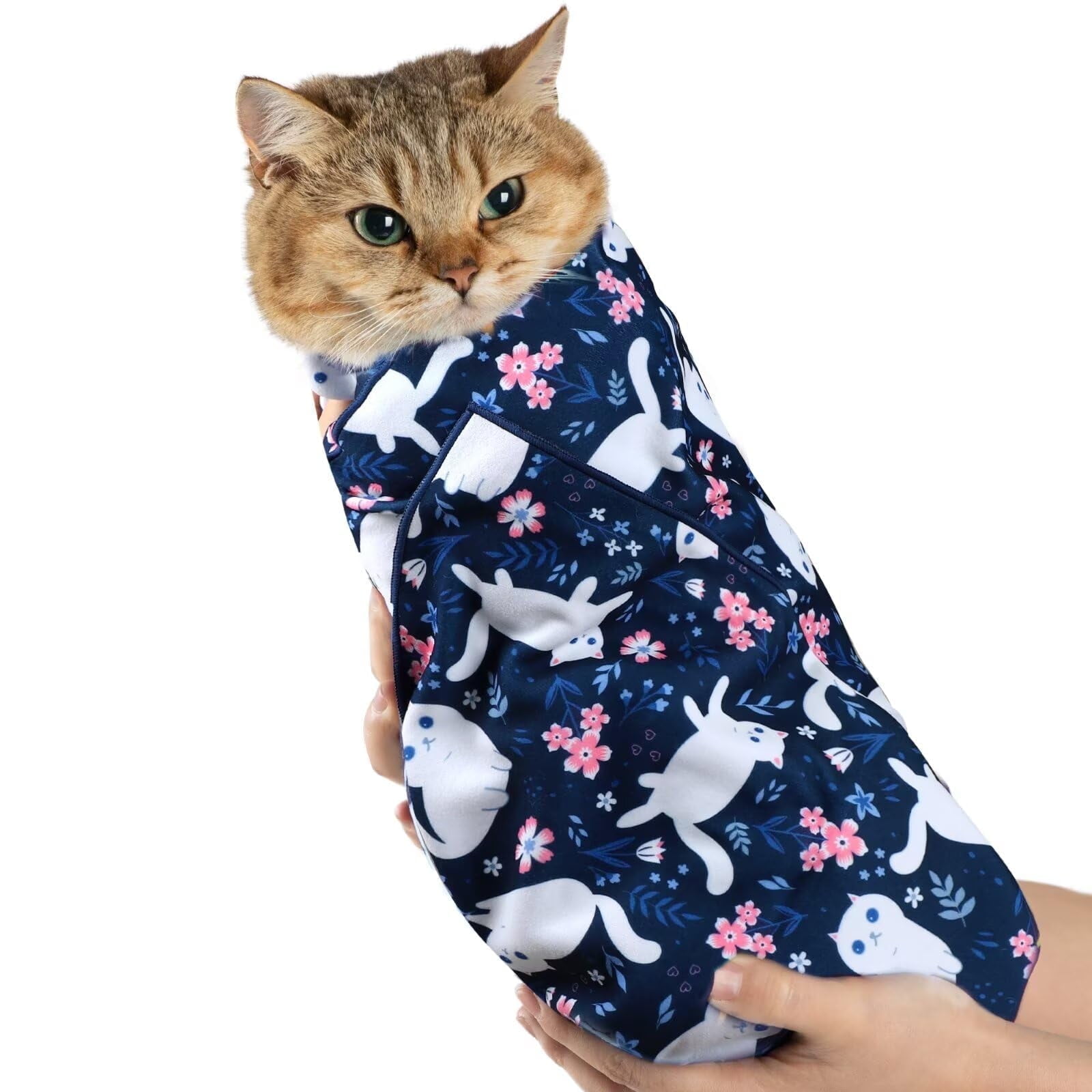 27.6" Cat Wrap for Cutting Nails, Cat Restraint for Nail Clipping, Cat ...