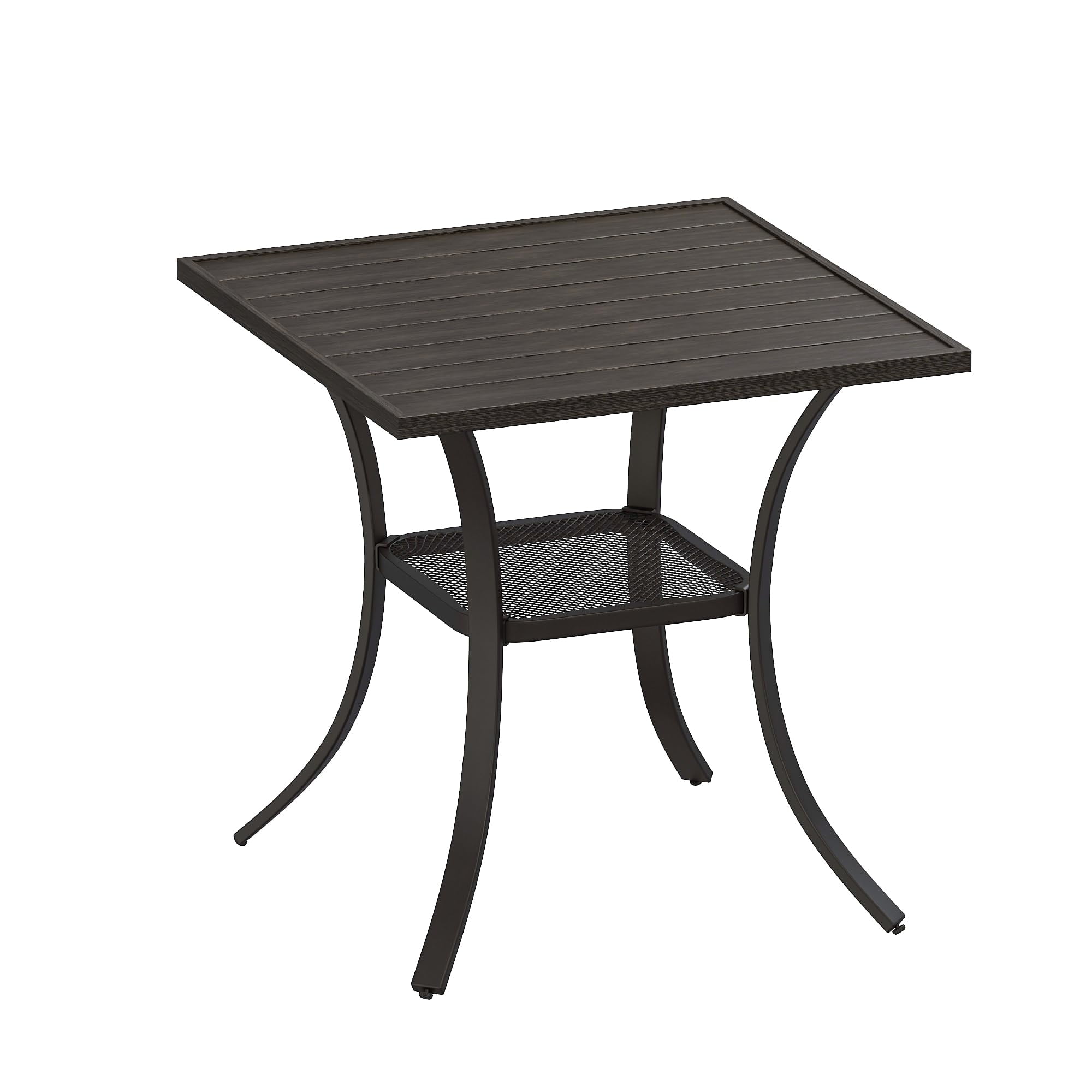 27.6 Inch Dark Grey Square Table, Rust-Resistant Outdoor Bistro Patio ...