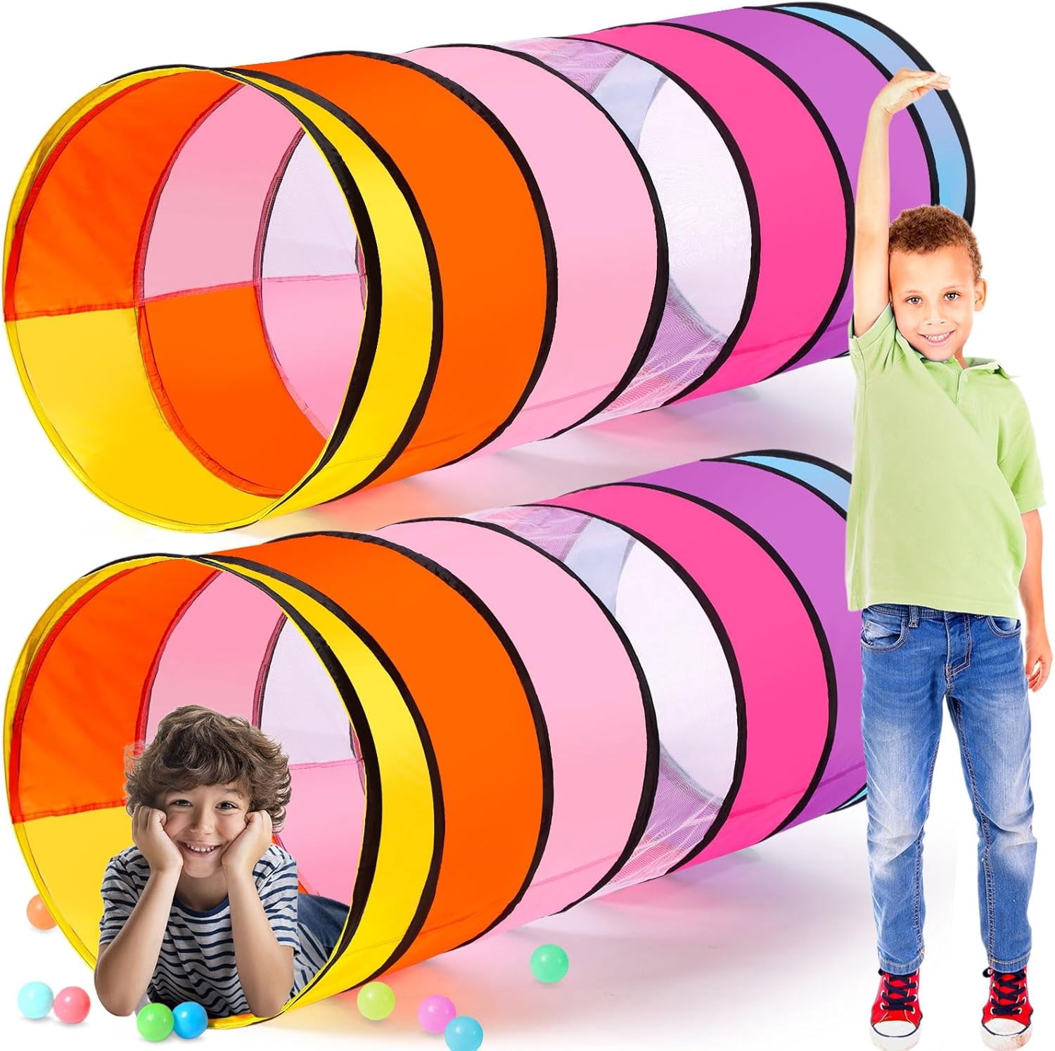 27.6 Inch Large Play Tunnel for Kids Pop Up Play Tunnel Tent Colorful ...