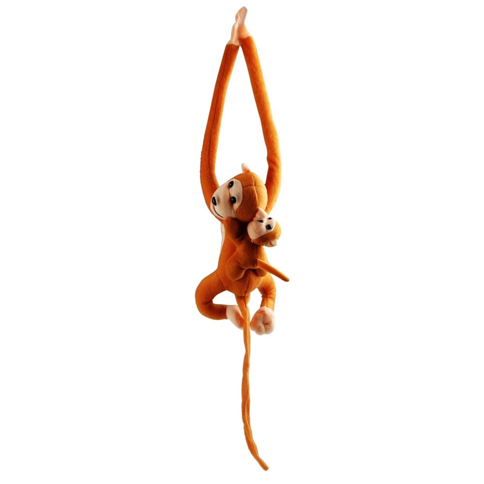27.6" Mother & Baby Monkey Plush Toy - Soft Deep Brown Stuffed Animal ...