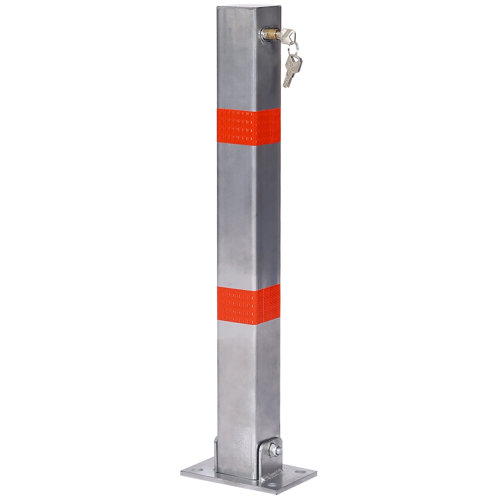 27.6" Parking Bollard Safety Bollard Pole Barrier with Lock, Steel Car ...
