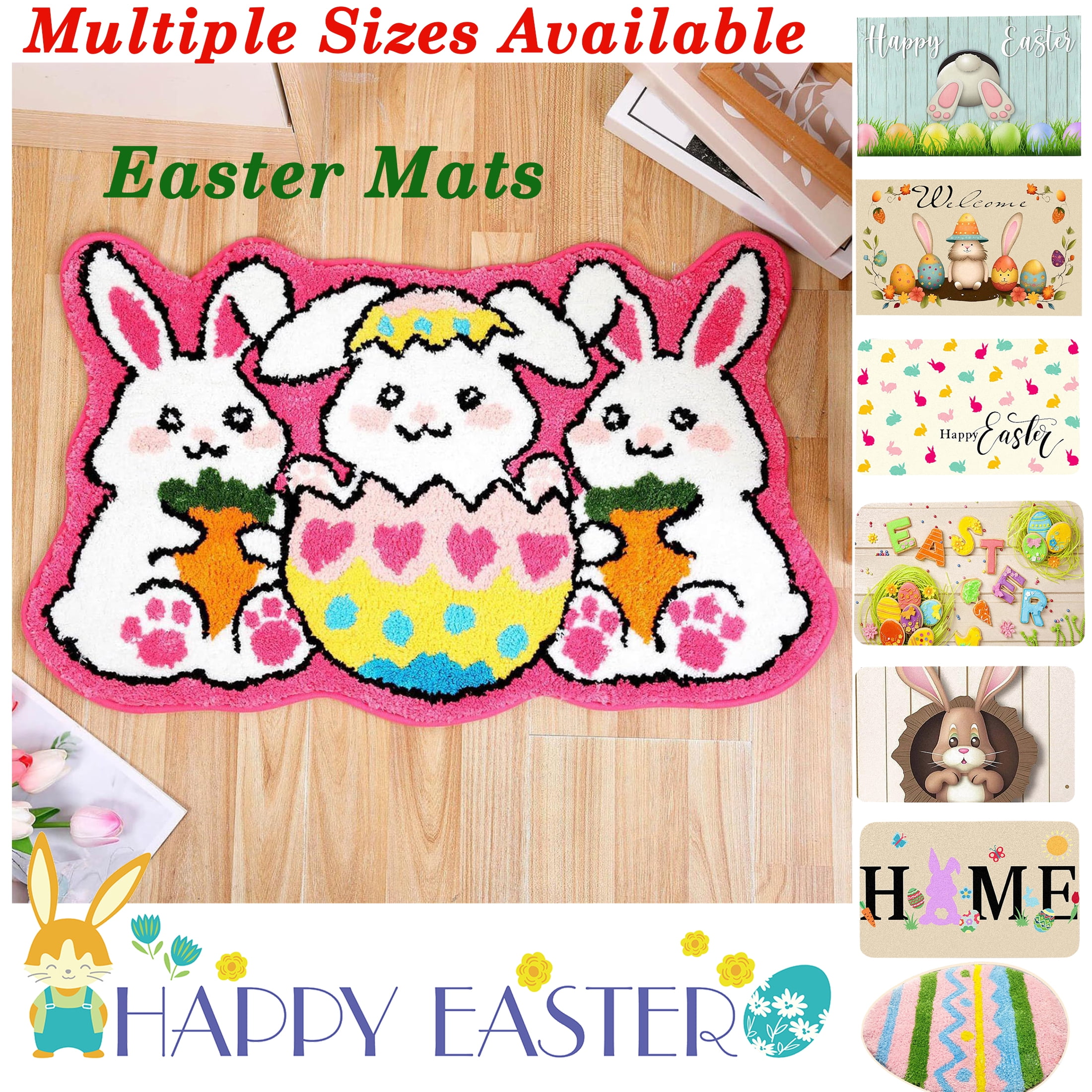 27.6"x43.3" Cute Bunny Eggs Easter Decorative Carpet, Soft Floor Rug ...