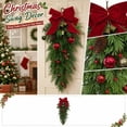 27.6in Christmas Teardrop Swag Wreath, Artificial Pine Door Swag with ...