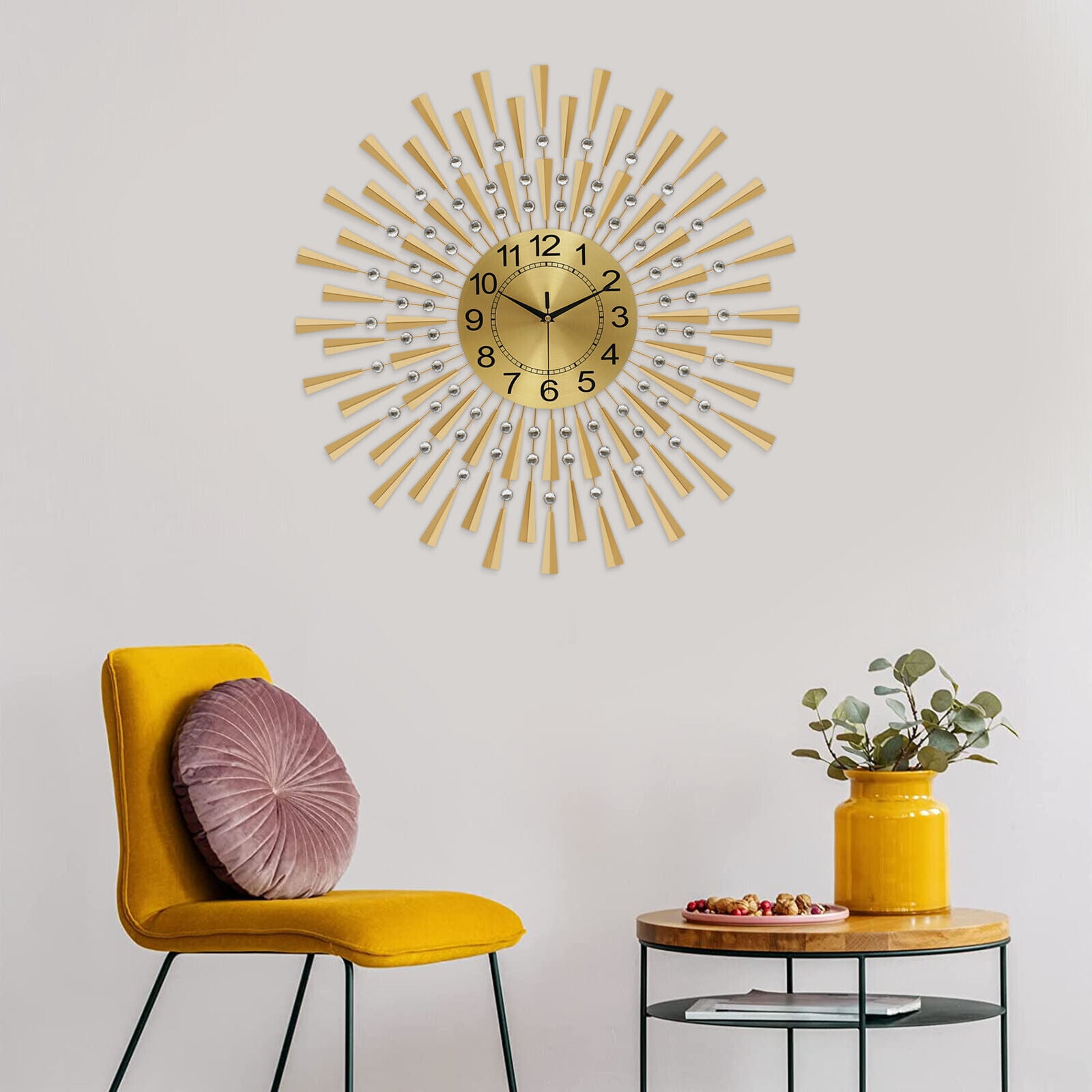 27.6inch Wall Clock Modern Silent Design Wall-Mounted Clock Sun Clock ...