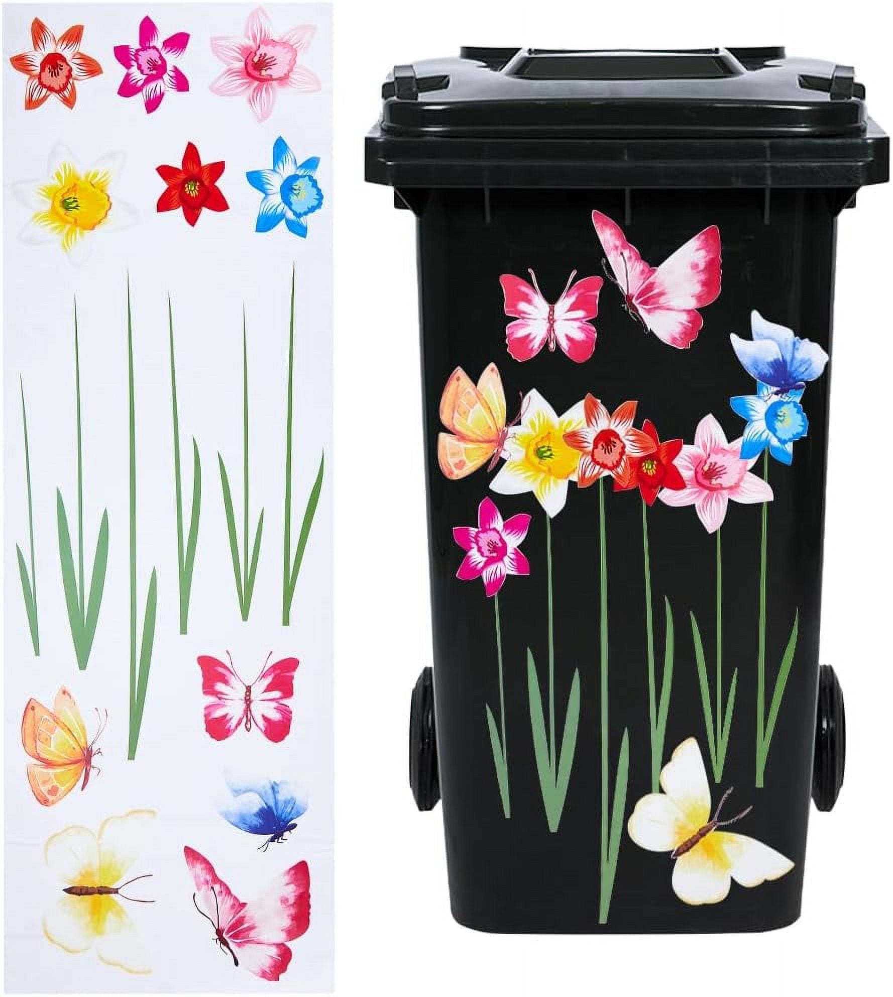 27.6x9.8 Large Colorful Lily Flower Wall Decals Trash Stickers for ...