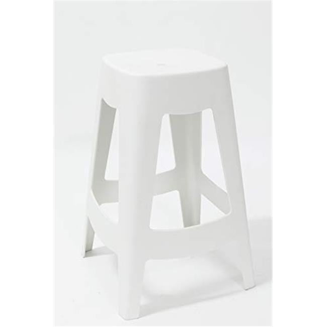 27.80 x 16.95 in. Plastic Stackable Minimal White Backless Desi Stool ...