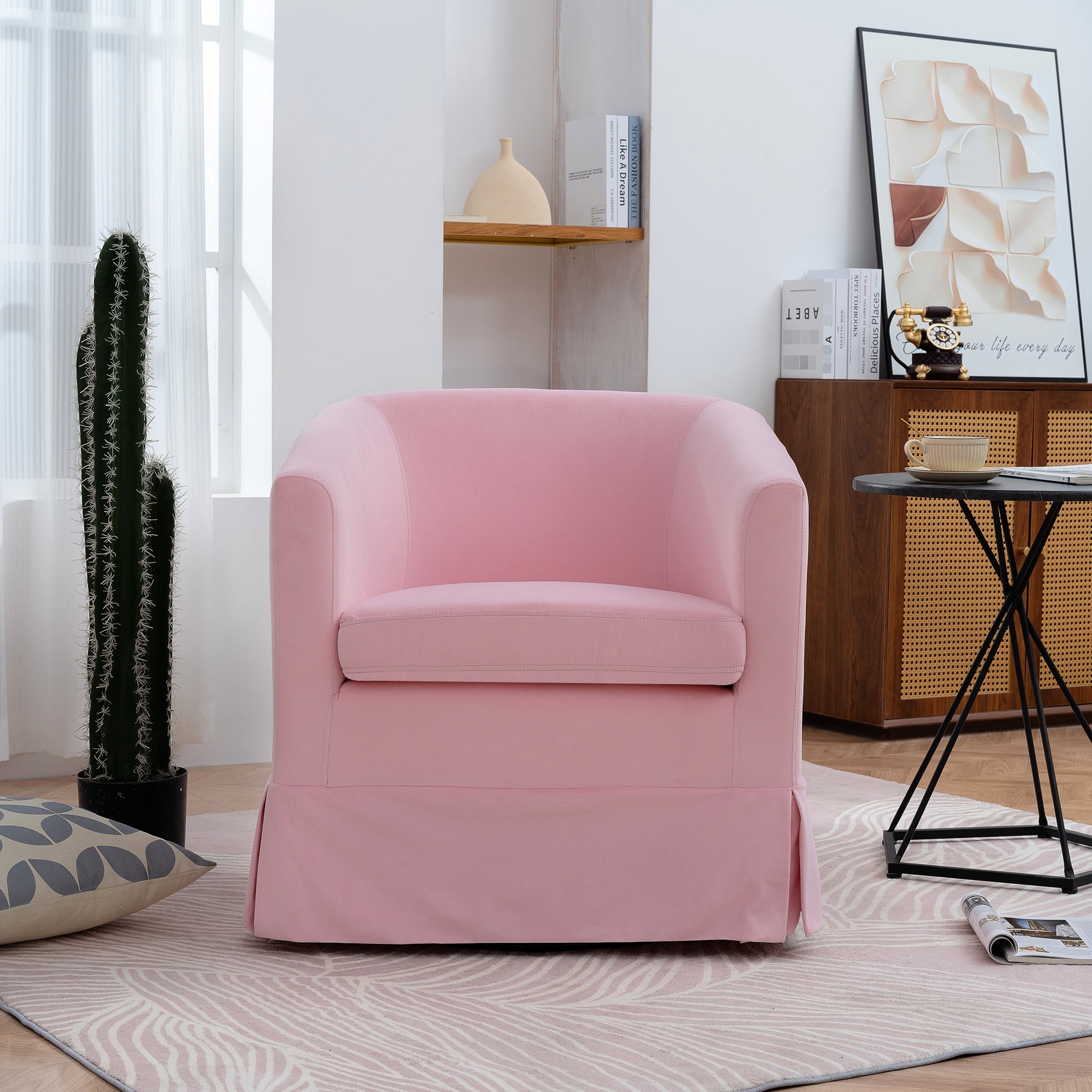 27.82" Wide Swivel Chair In Velvet - 360 Degree Rotatable, Comfortable ...