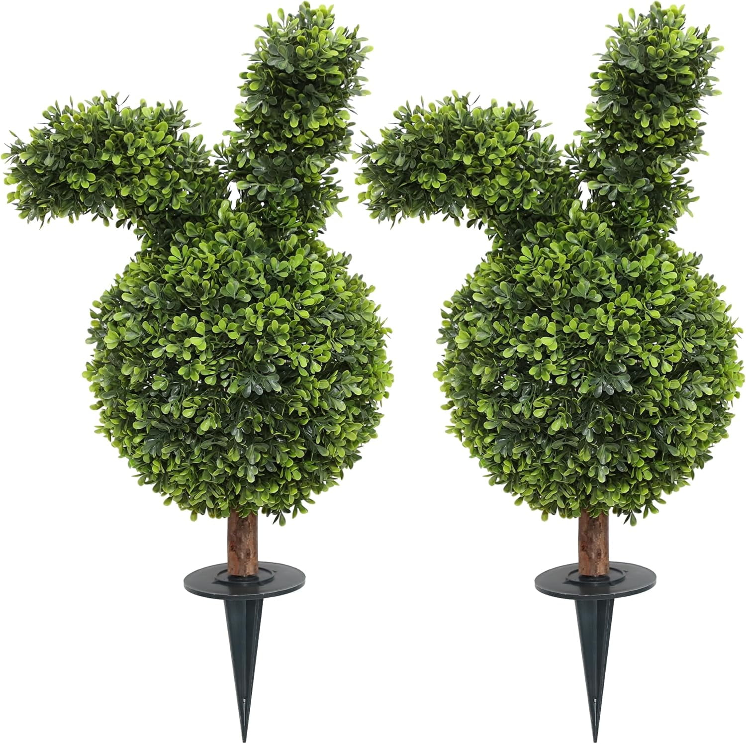 27'' Artificial Bunny-Shaped Topiary Trees with Ground Spike Set of 2 ...