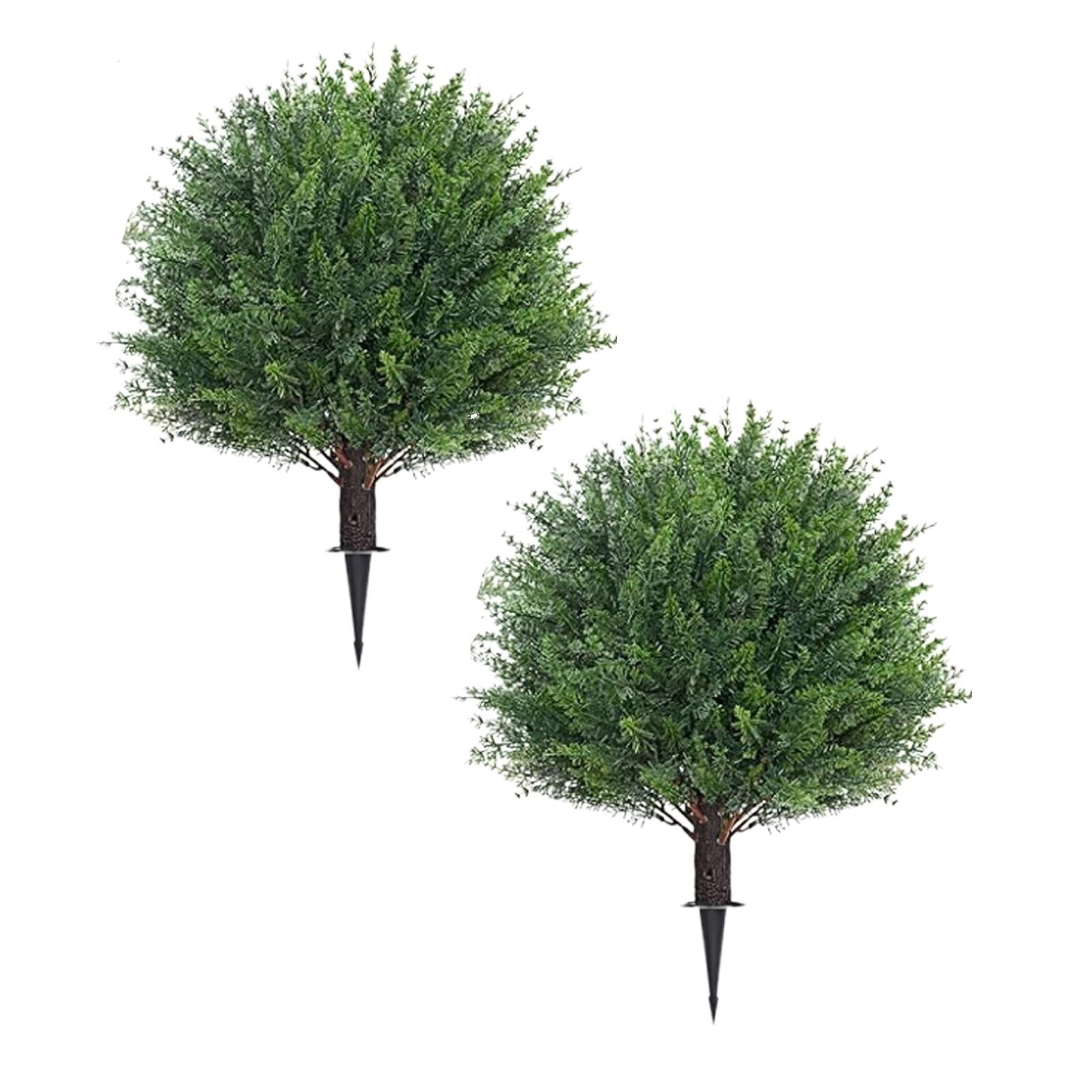 27" Artificial Cypress Topiary Outdoor Plants - Faux Cedar Bushes with ...