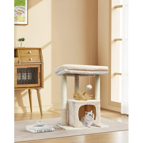 "27'' Beige Cat Tree Tower | Modern Activity Center with Sisal ...